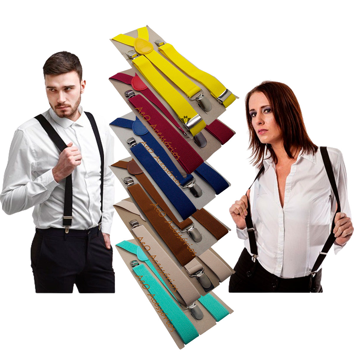 Suspensório Masculino Feminino Adulto Juvenil Várias Cores - Aeo Acessórios